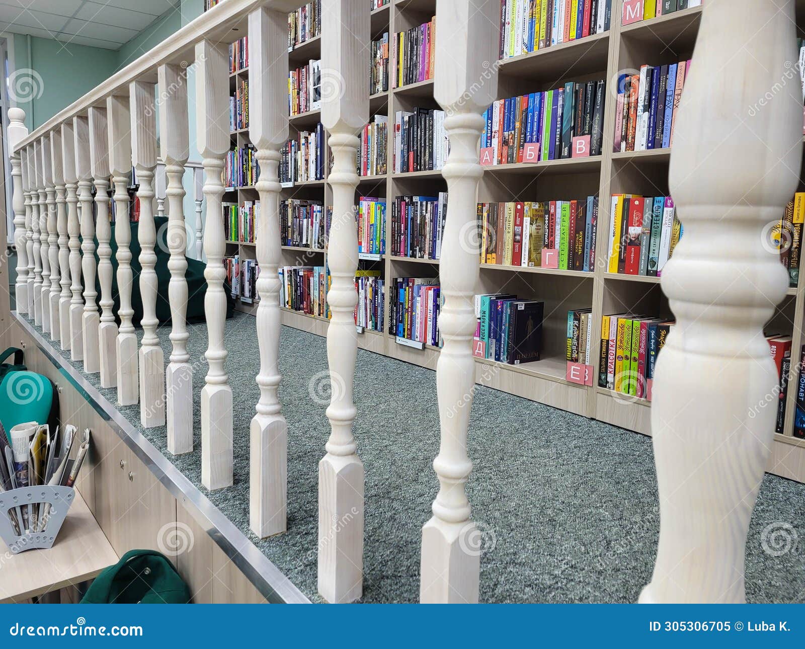 White Wooden Railings and Balusters on the Library Balcony Stock Image ...