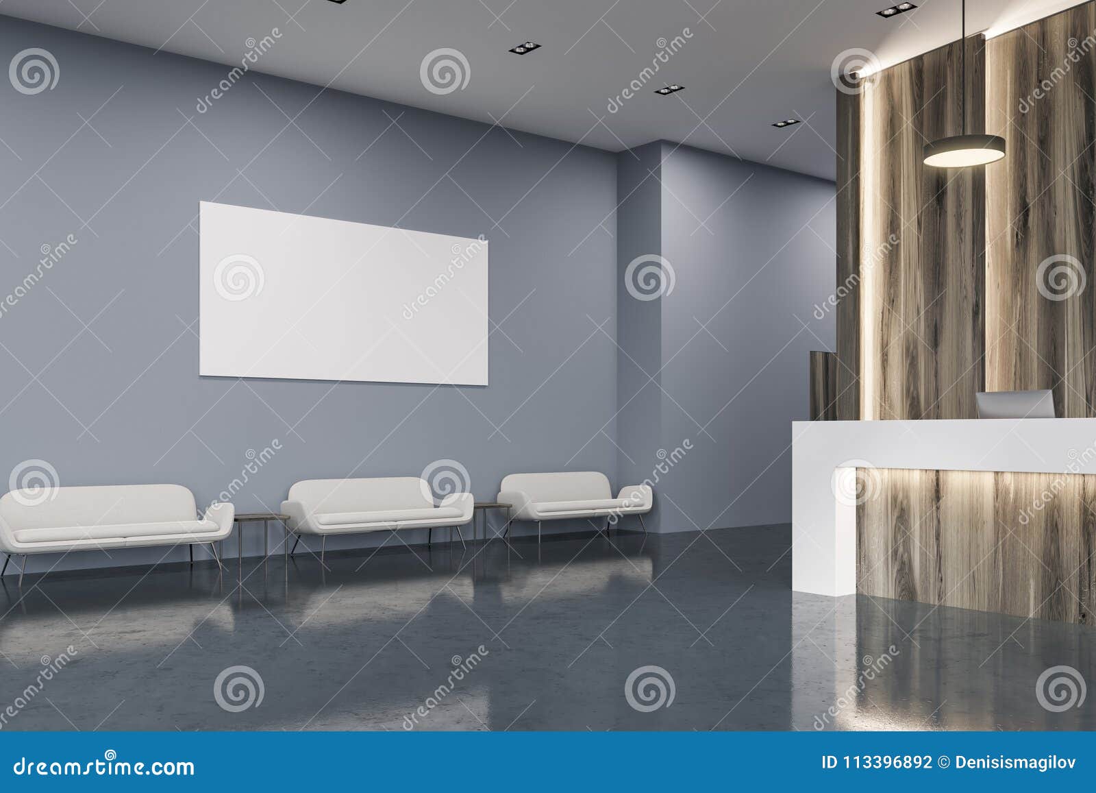 Wooden Reception in Office Waiting Room, Poster Stock Illustration ...