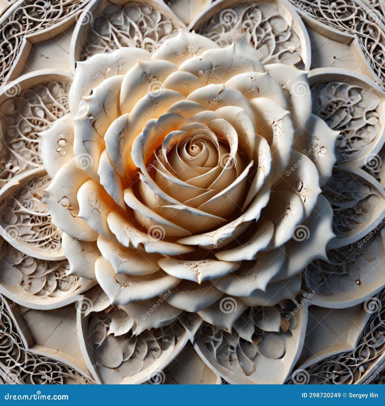 White Wooden Rose. Generative AI Stock Illustration - Illustration of ...