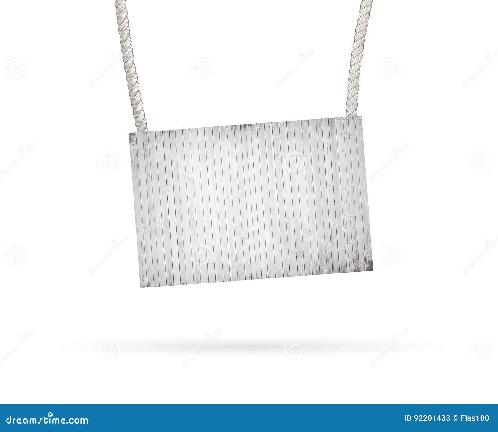 White Wooden Sign with Rope Hanging with Shadow. Stock Illustration ...