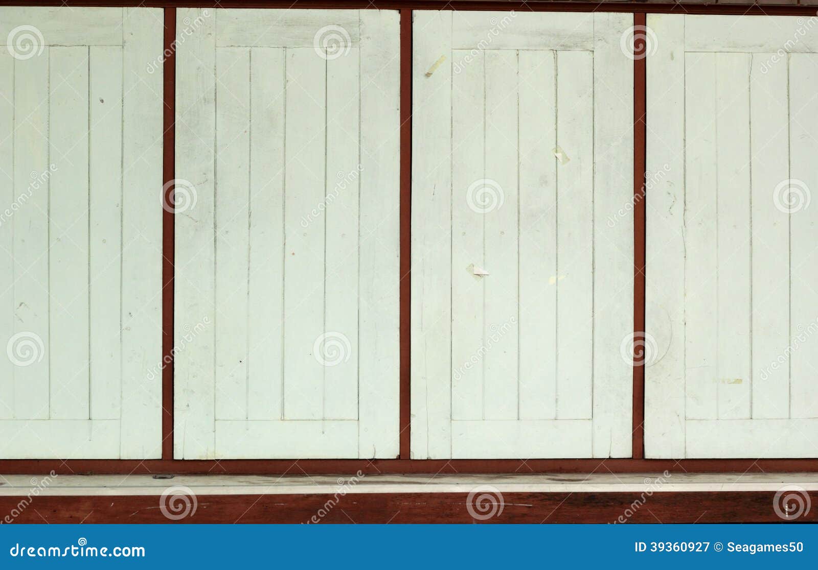 White Wooden Windows - Vintage Style. Stock Image - Image of cement ...