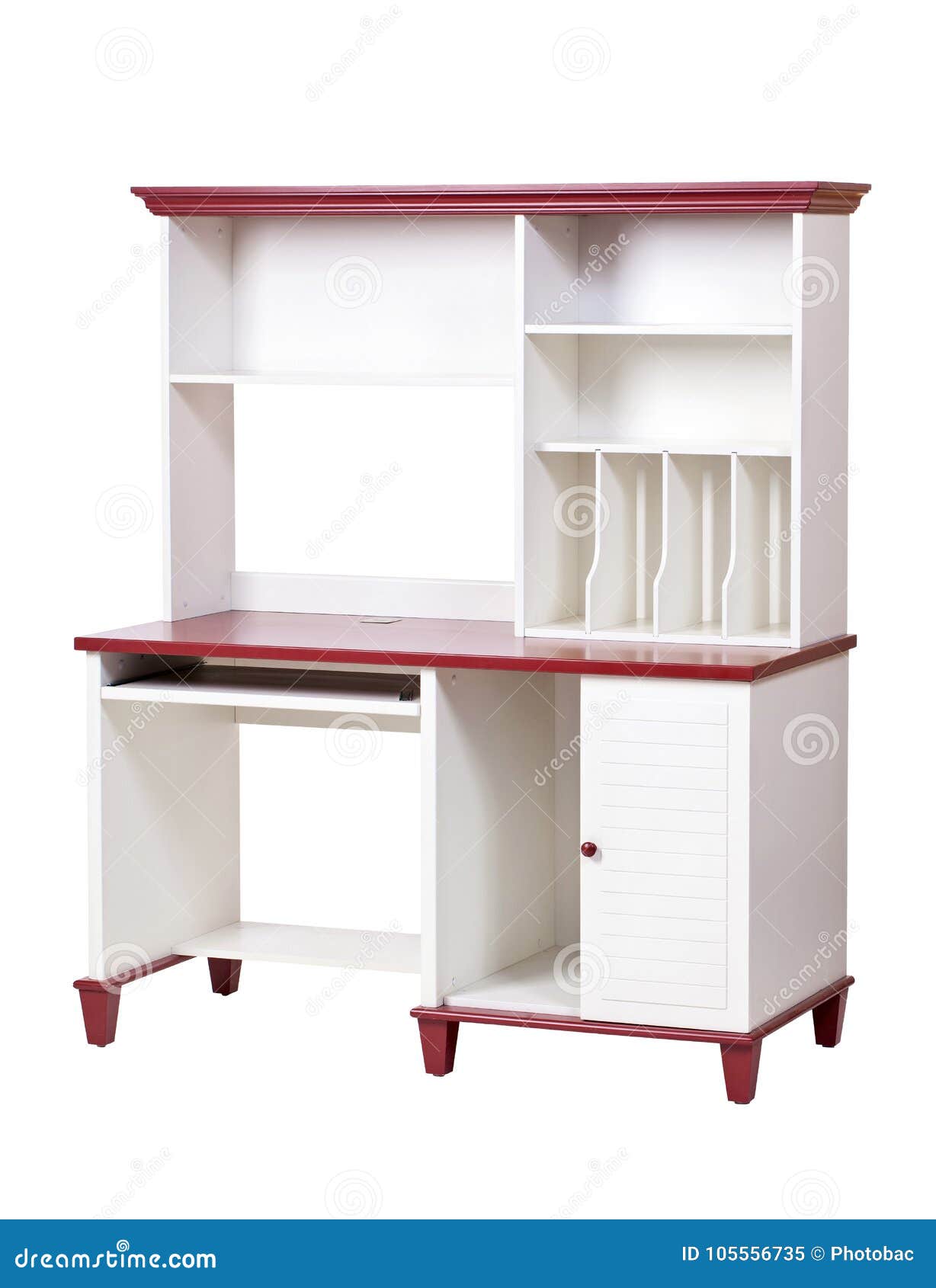 White wooden workstation stock image. Image of bookcase - 105556735
