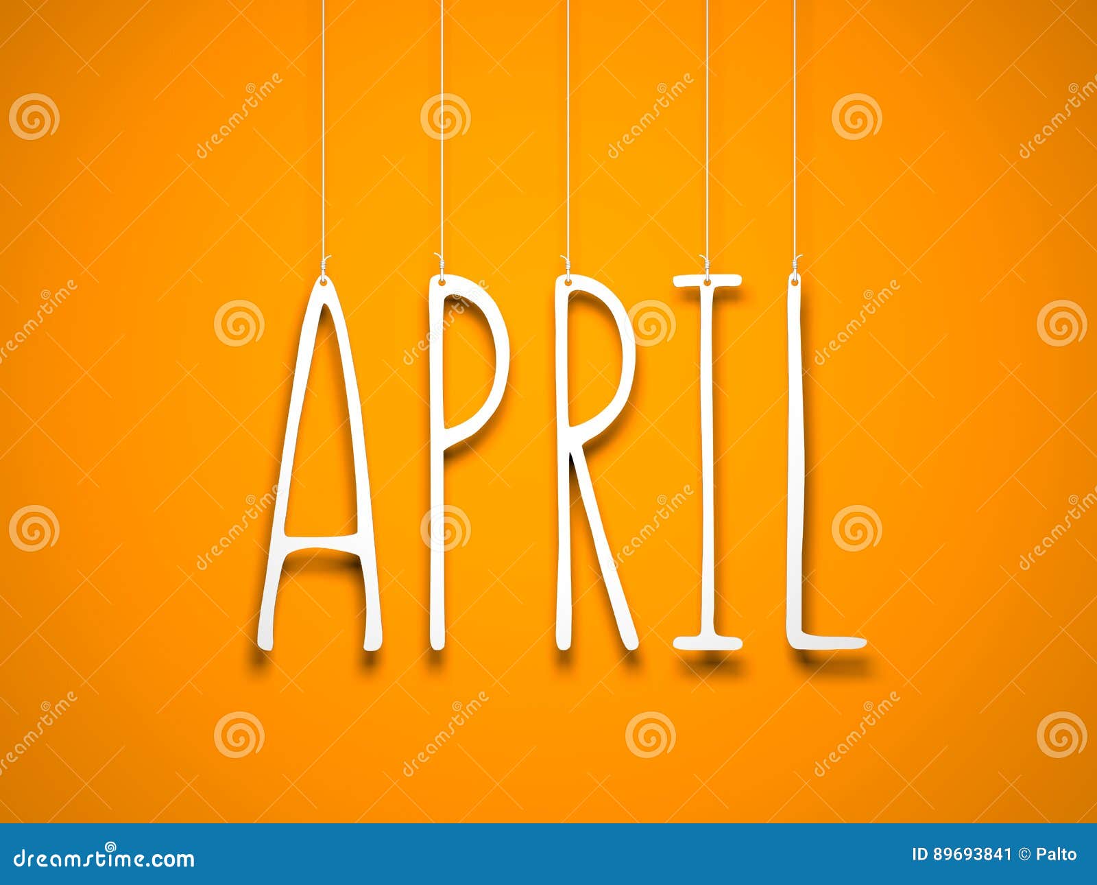 White Word APRIL on Orange Background. New Year Illustration Stock ...