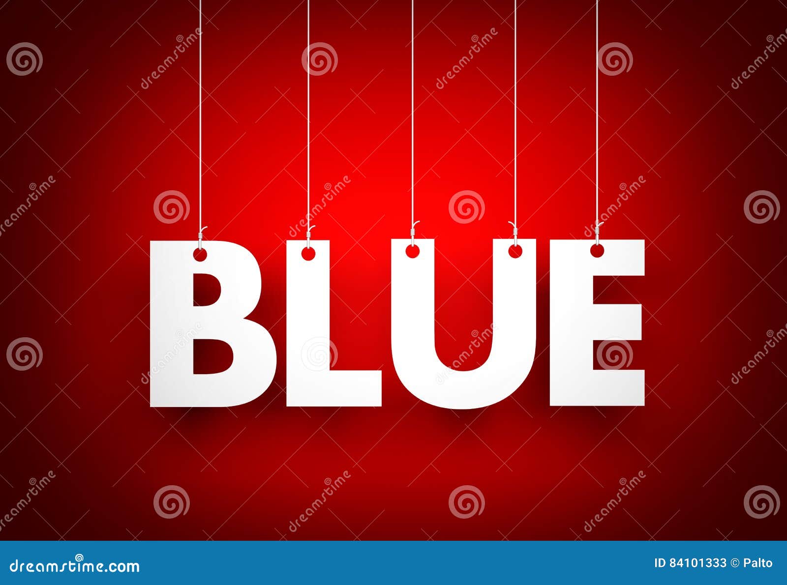 White Word Blue on Red Background Stock Illustration - Illustration of ...