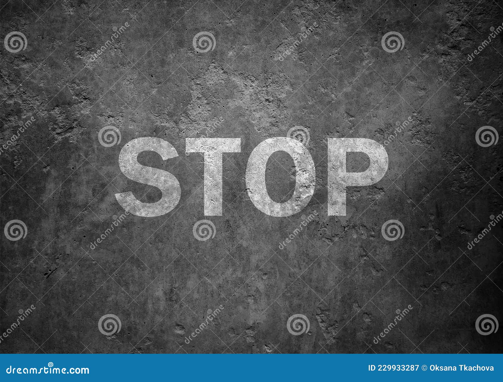 White Word Stop on Gray Rough Concrete Background Stock Image - Image ...