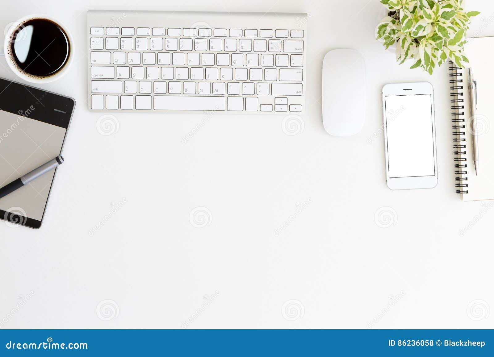 White Workspace Desk on Top Stock Photo - Image of background, digital ...