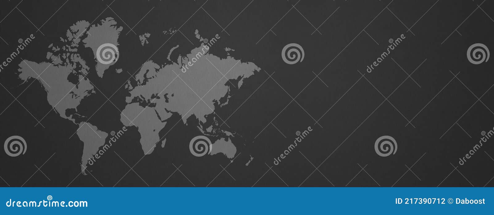 White World Map on Black Wall Background. Horizontal Banner Stock ...