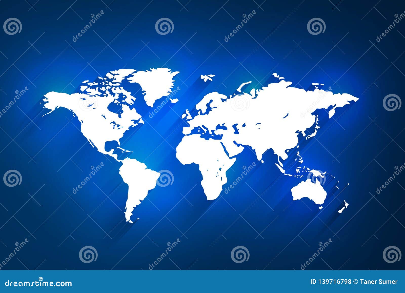 White World Map on Blue Background, Vector Stock Vector - Illustration ...