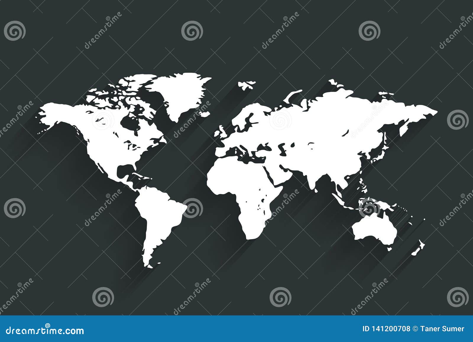 White World Map on Dark Color Background, Vector Stock Vector ...