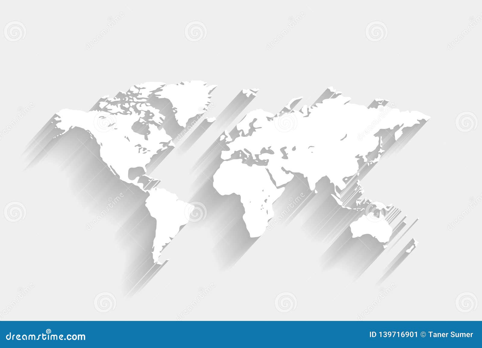 White World Map on Gray Background, Vector Stock Vector - Illustration ...