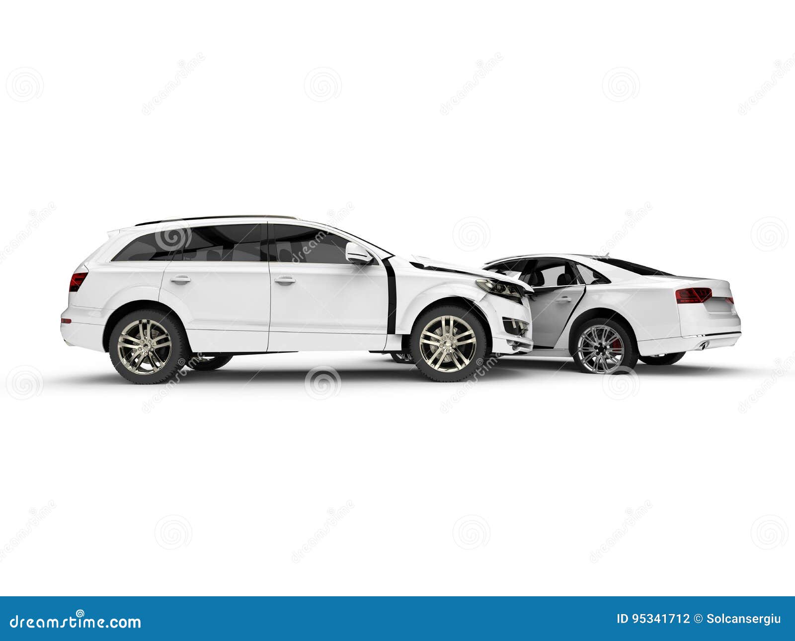 White Wrecked Cars in an Accident Stock Illustration - Illustration of ...