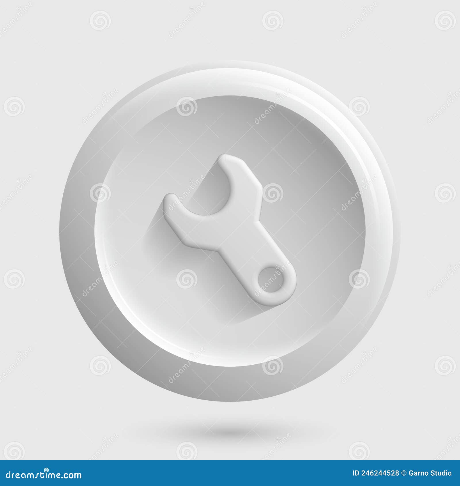 White Wrench Settings Icon. 3D Design for Isolated Button Stock Vector ...