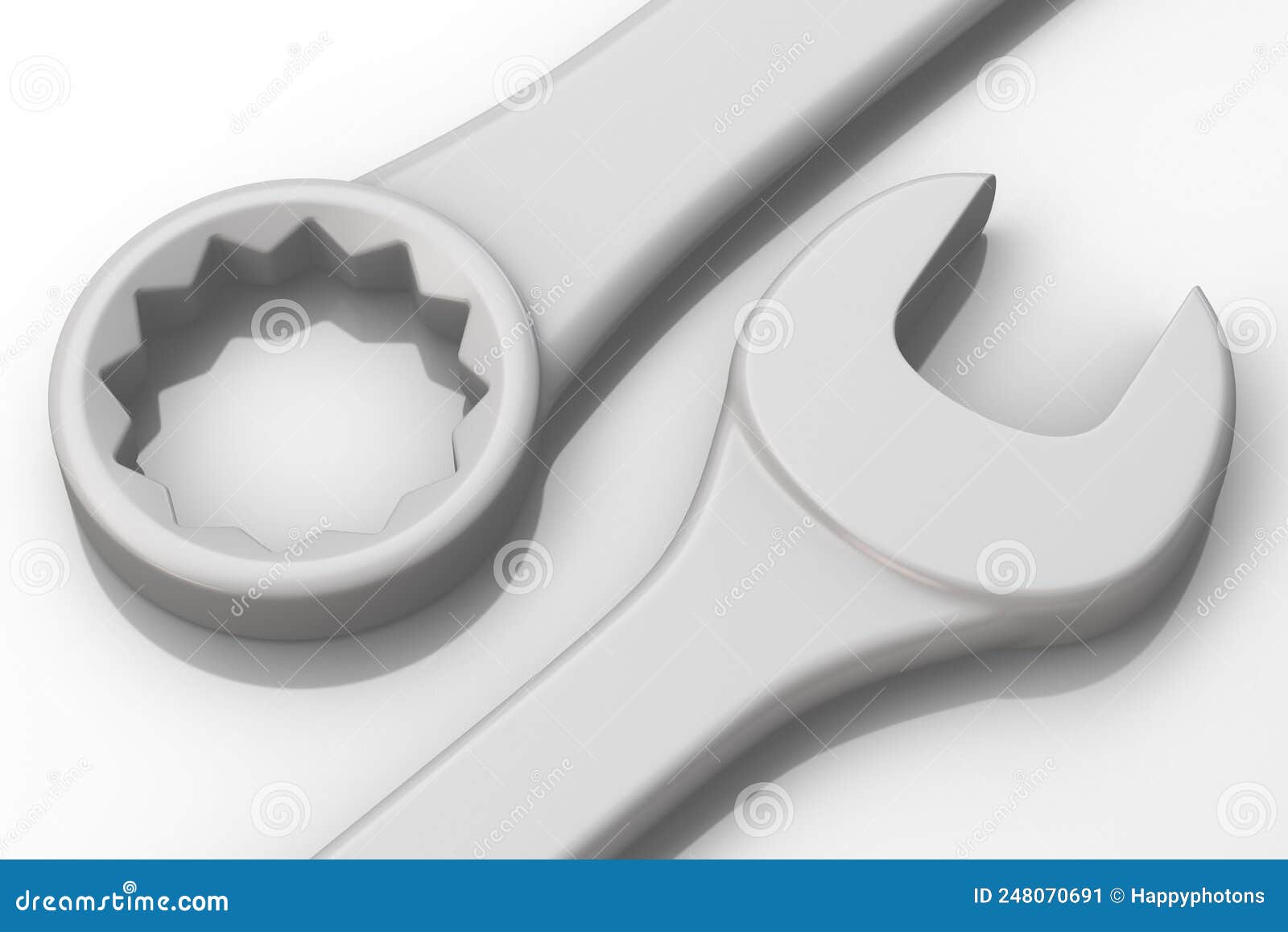 White Wrenches on White Background Stock Image - Image of decorative ...