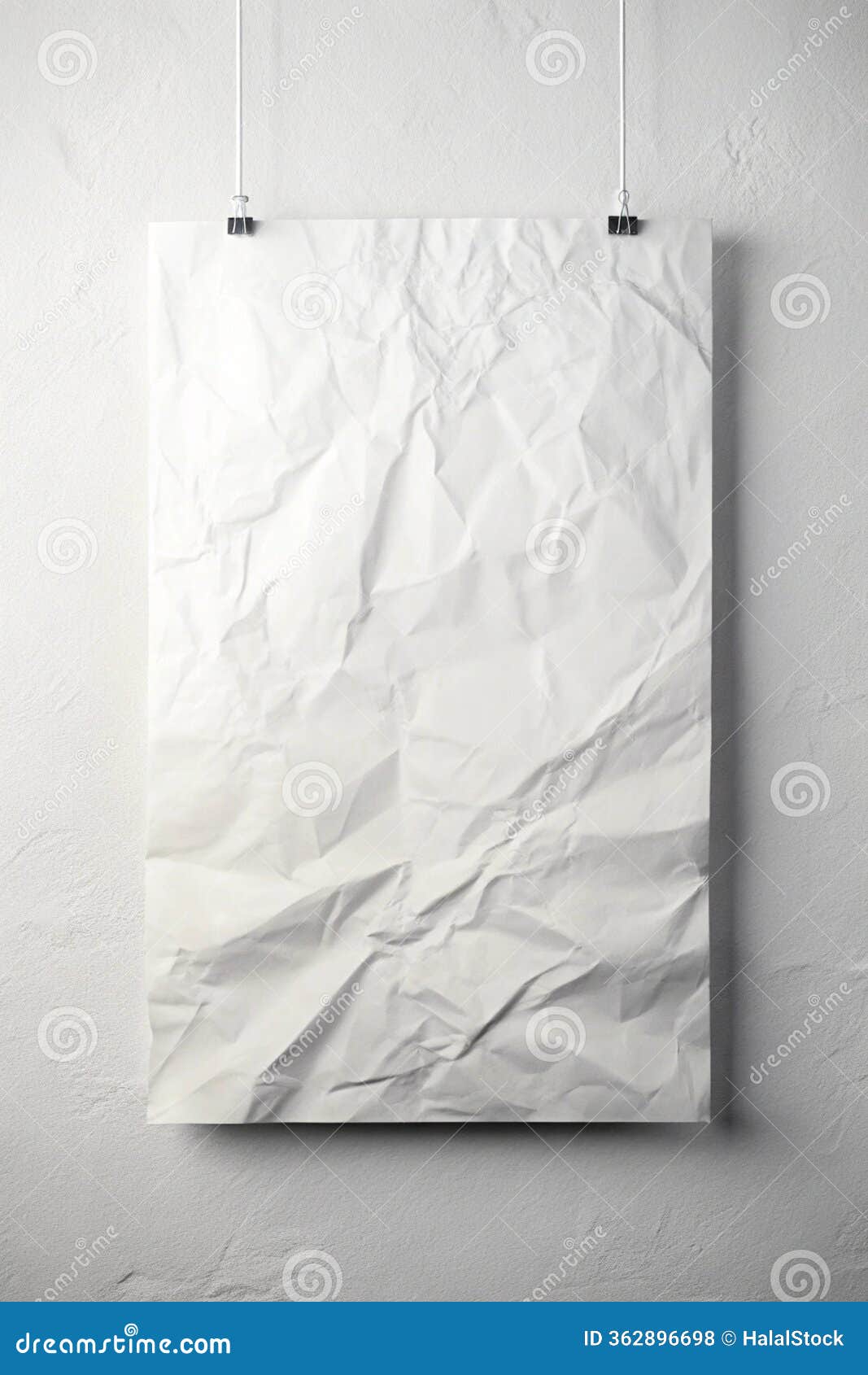 White Wrinkled Paper Poster Template Mockup Stock Illustration ...