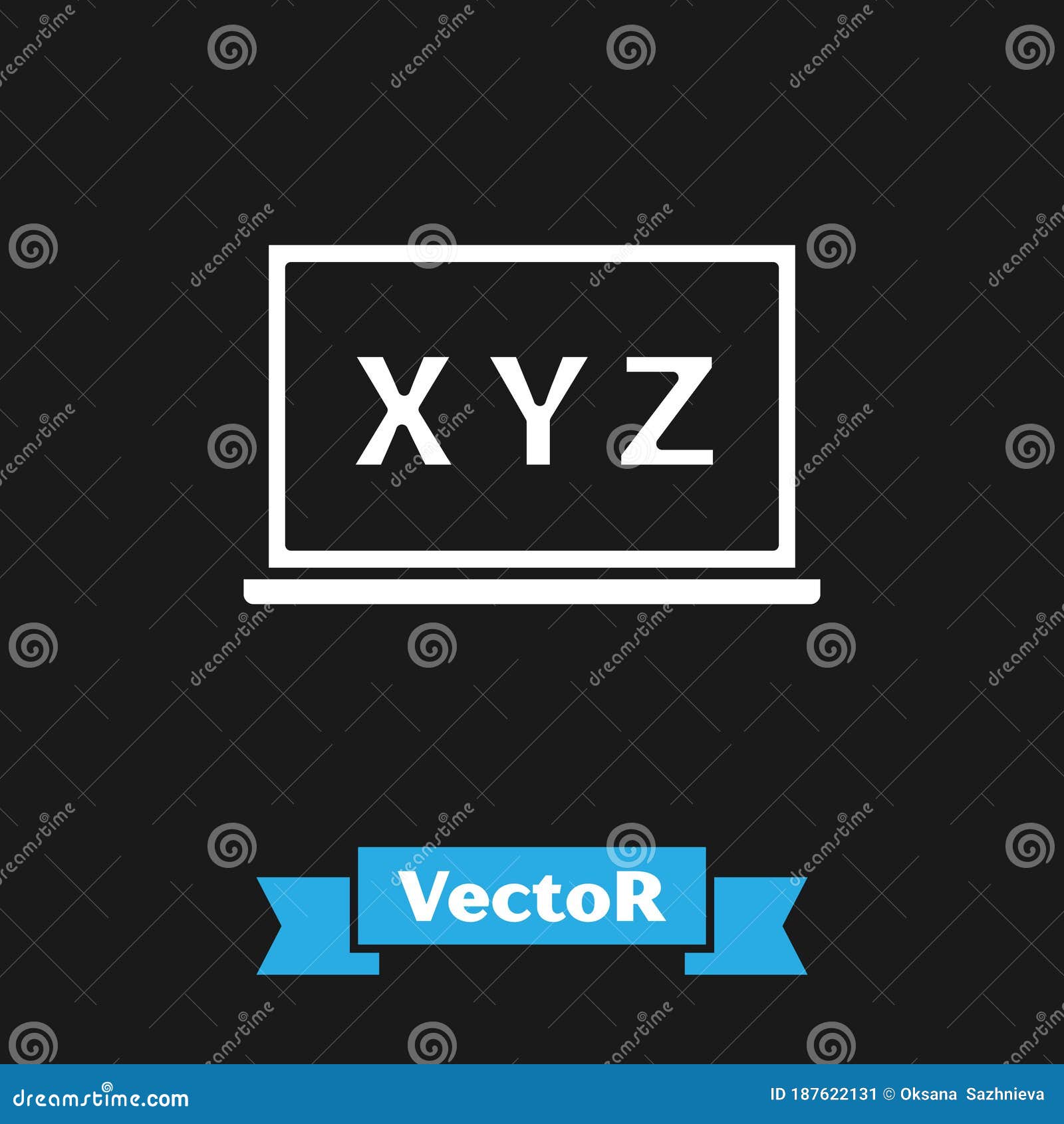 White XYZ Coordinate System on Chalkboard Icon Isolated on Black ...