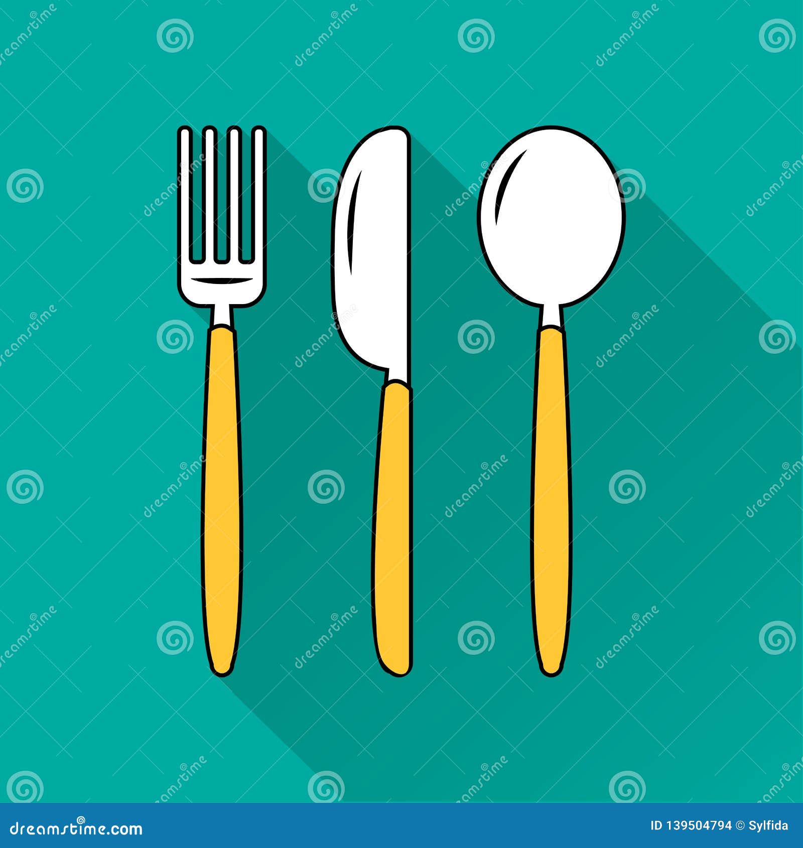 Yellow Spoon Fork Character On Welcome Pose Royalty-Free Cartoon ...