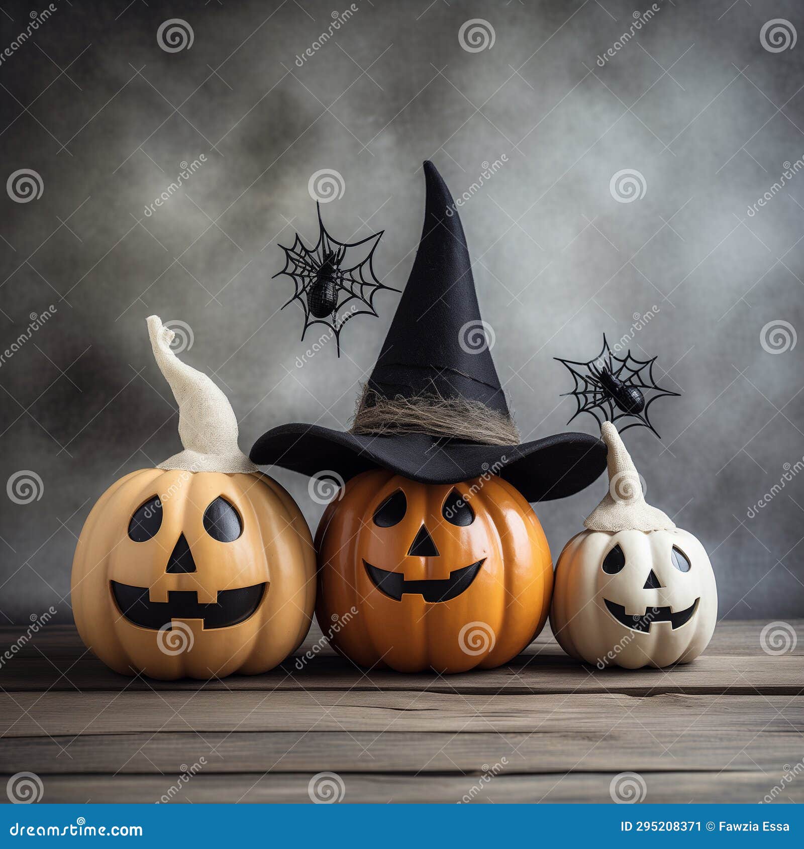 White and Yellow Ghost Pumpkins with Witch Hat Stock Image - Image of ...