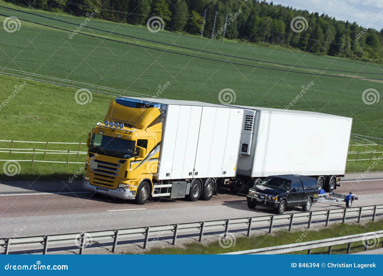 White and Yellow Lorry in the Countryside Stock Photo - Image of ...
