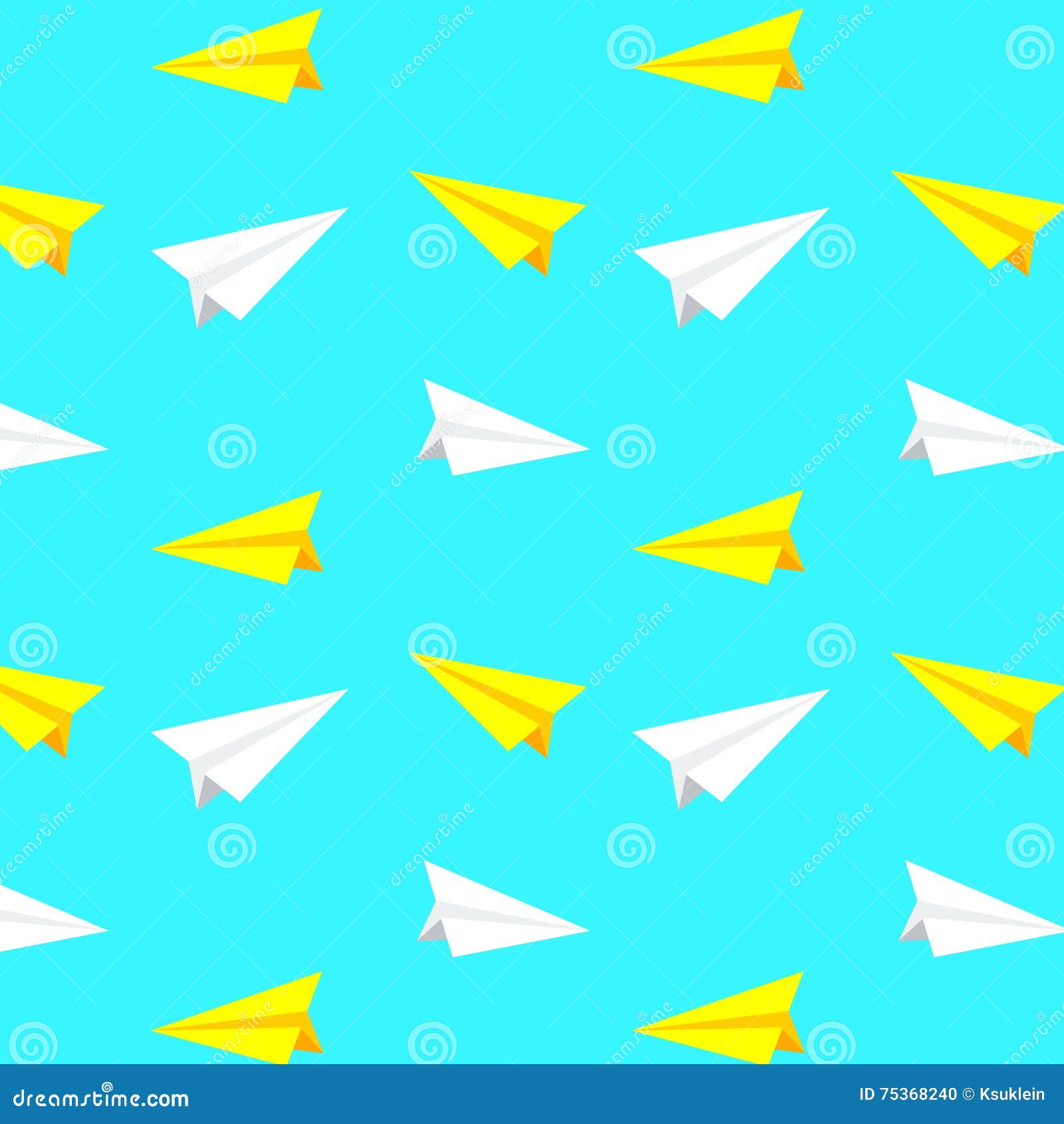 White and Yellow Paper Planes Vector Pattern, Background Stock Vector ...