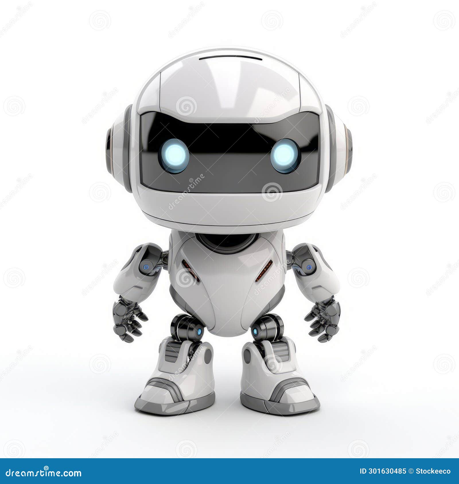 Whimsical White Robot Gazing Upward - 3d Illustration by Skottie Young ...