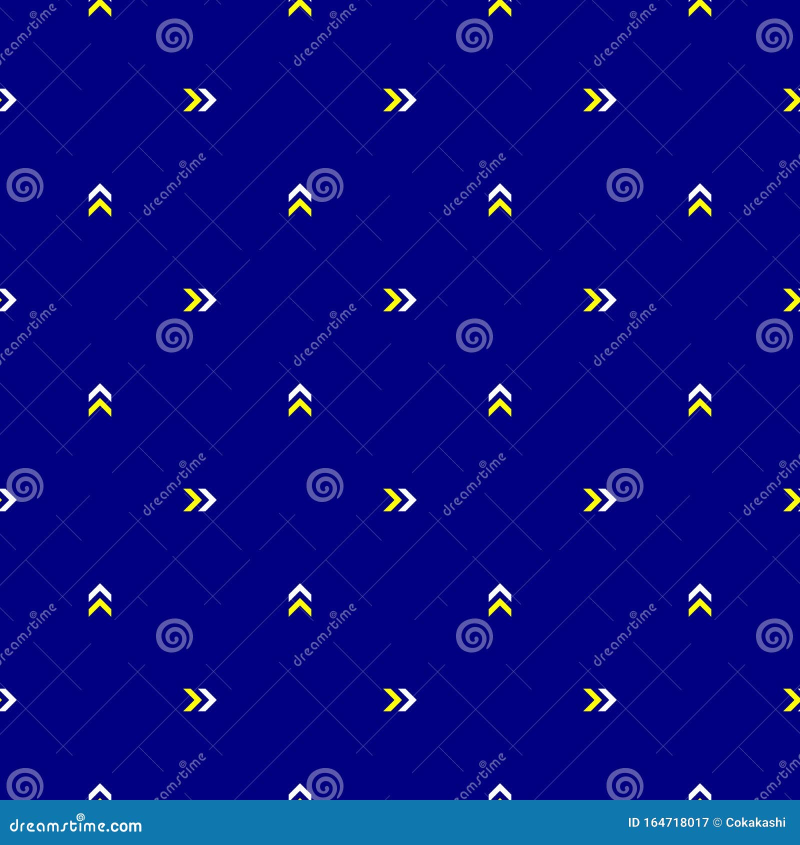 White and Yellow Small Arrow Seamless Fabric Pattern on Dark Blue ...