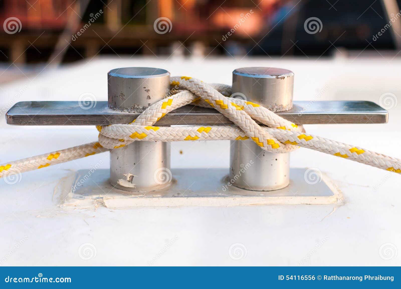 White and Yellow Stripe Rope on the Belay Stock Photo - Image of ...