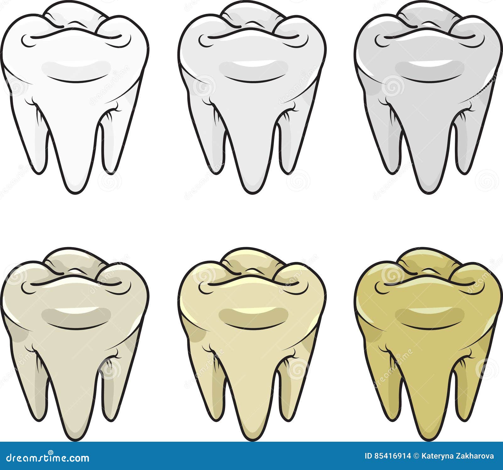White and yellow teeth stock vector. Illustration of line - 85416914