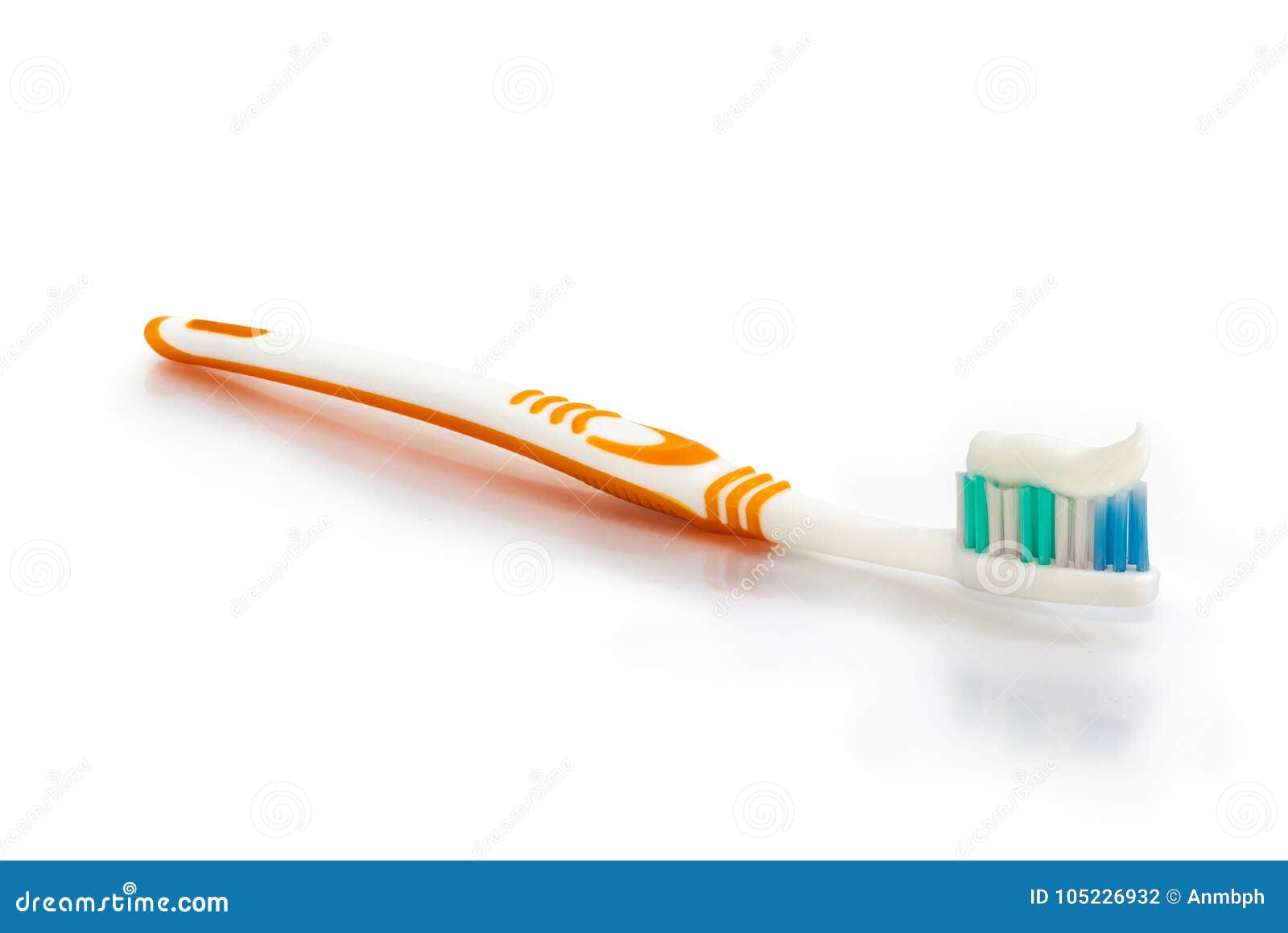 Toothbrush with Toothpaste on White Surface Stock Photo - Image of ...