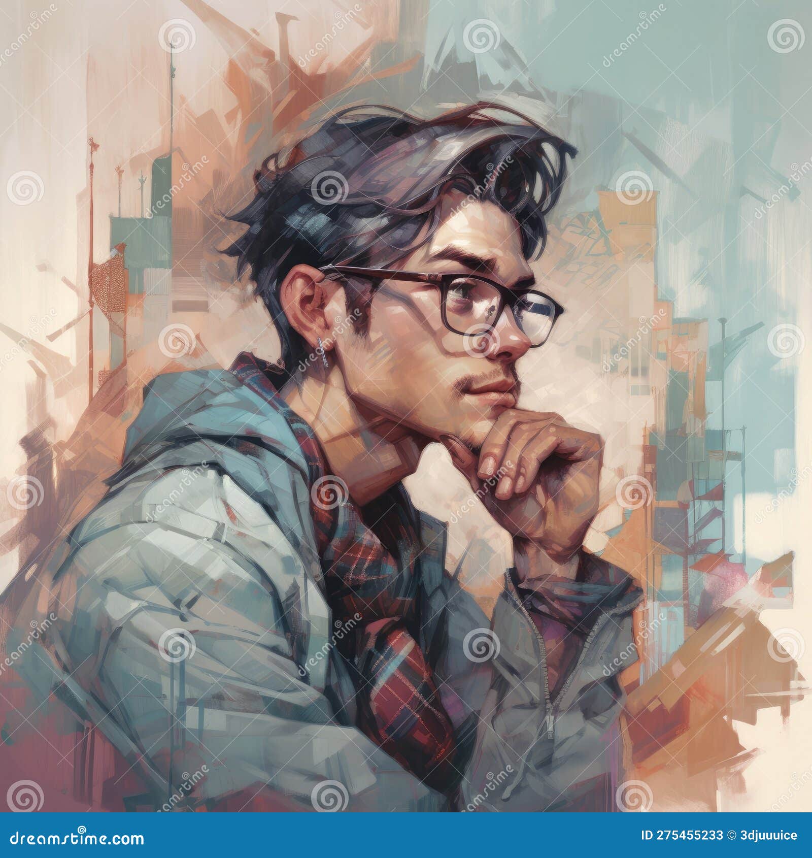 White Young Man in Thinking and Doubts Illustration. Stock Illustration ...