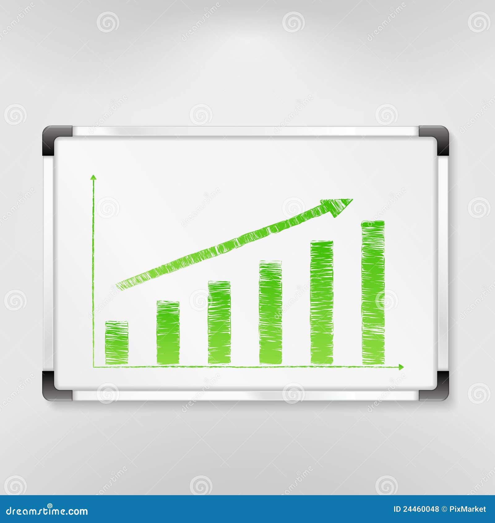 Whiteboard with bar graph stock vector. Illustration of message - 24460048