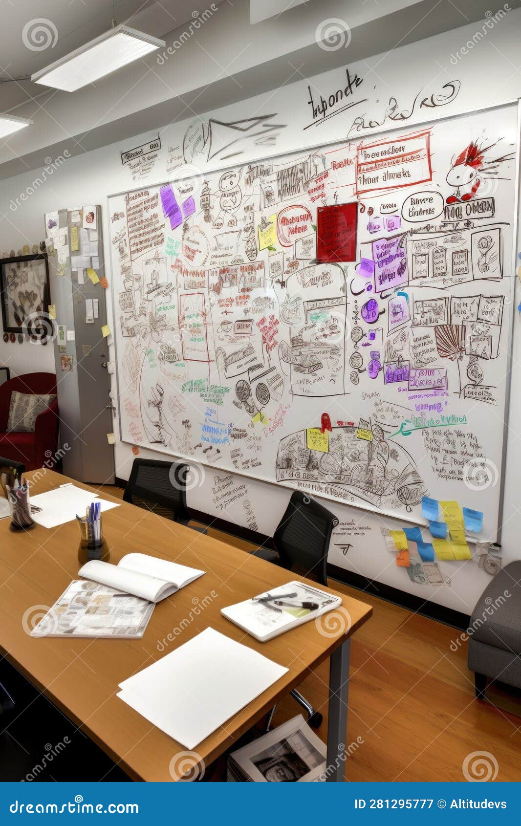 Whiteboard with Brainstorming Notes and Ideas Stock Illustration ...