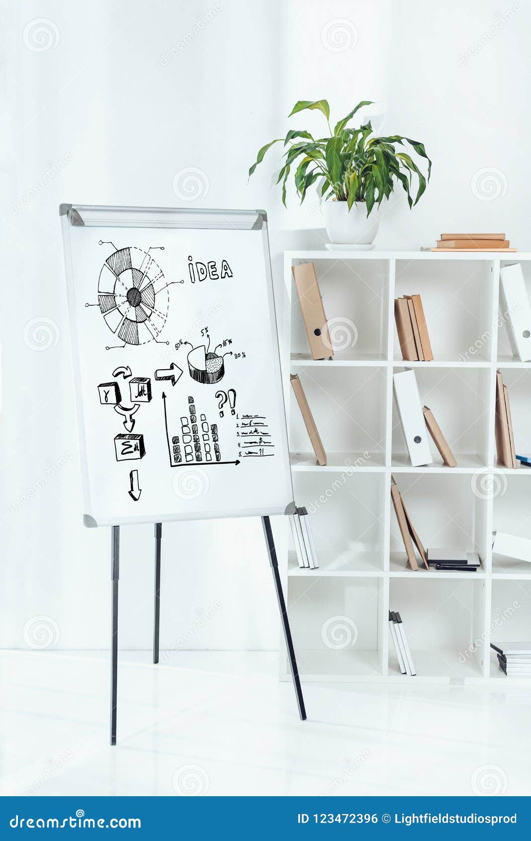 Whiteboard with Business Plan Graph in Office Stock Photo - Image of ...