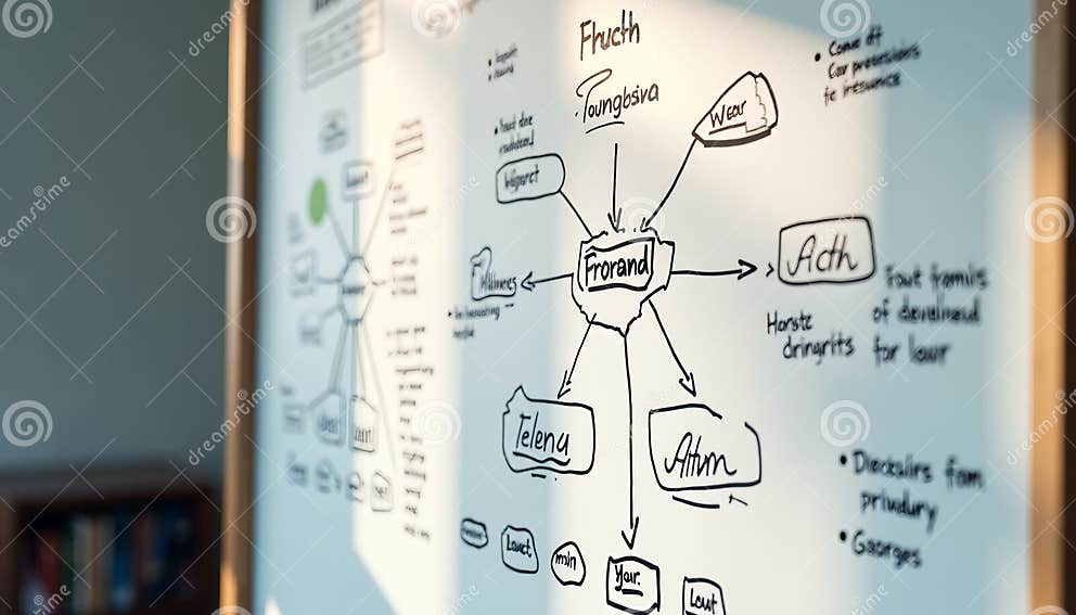 Whiteboard with Business Plan and Strategy Diagram Stock Illustration ...