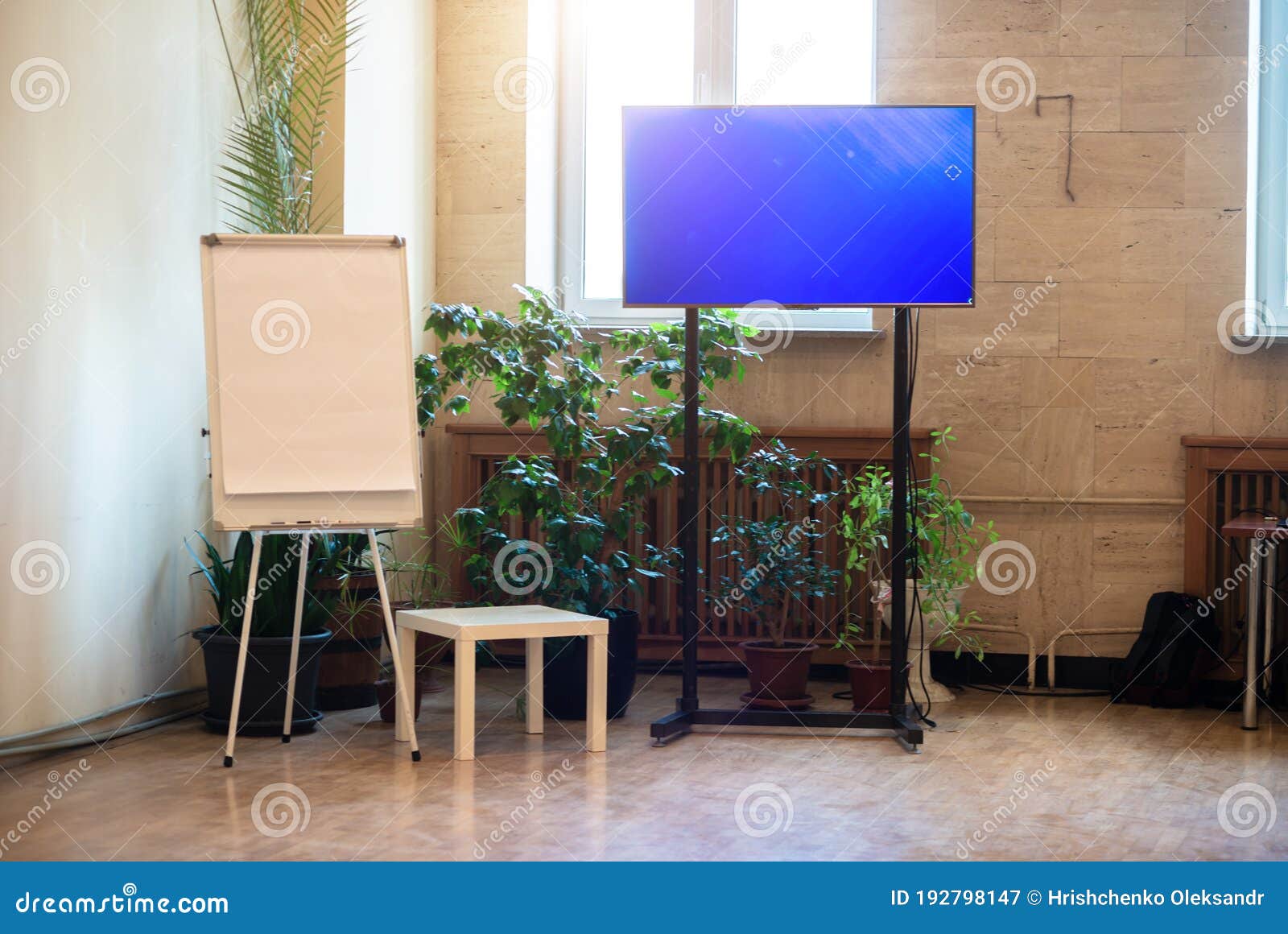 Whiteboard for Business Presentations and a Large Flat TV Stock Image ...