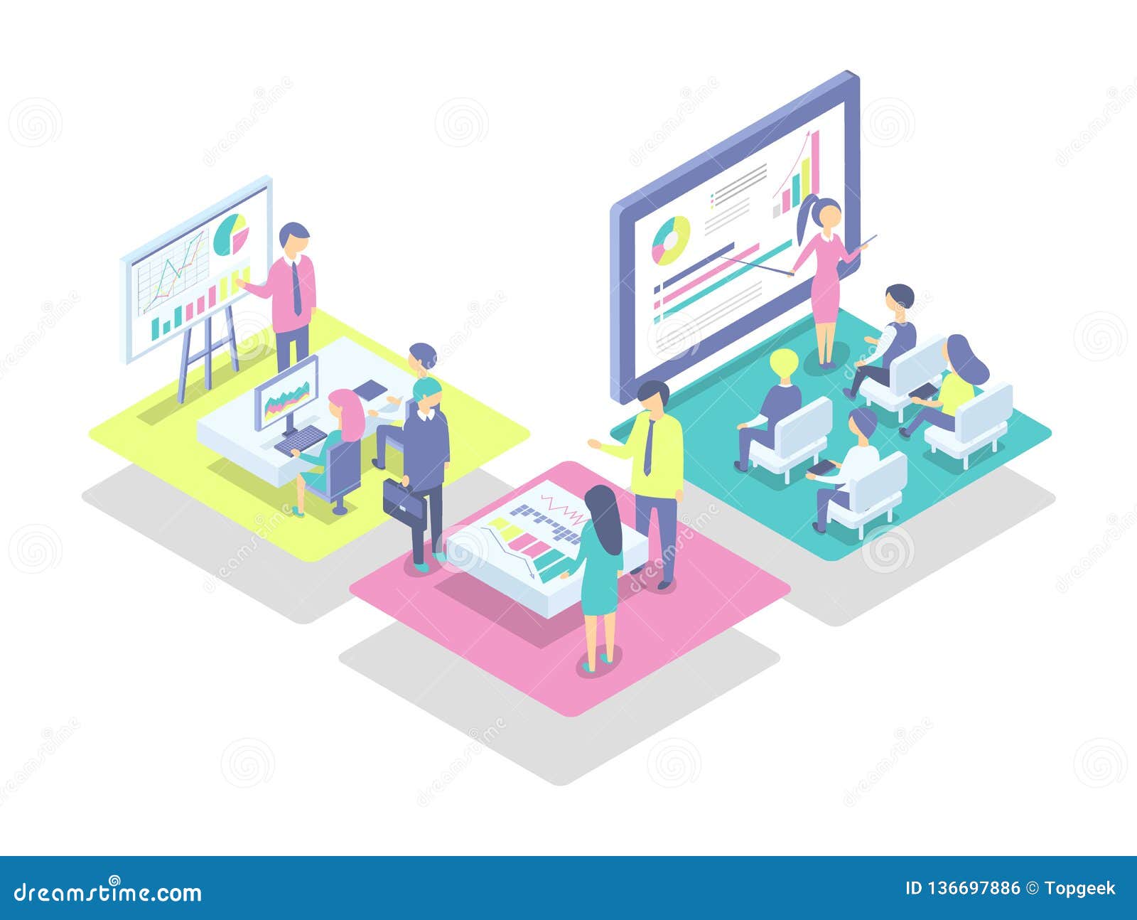 Whiteboard and Computer Data Vector Illustration Stock Vector ...