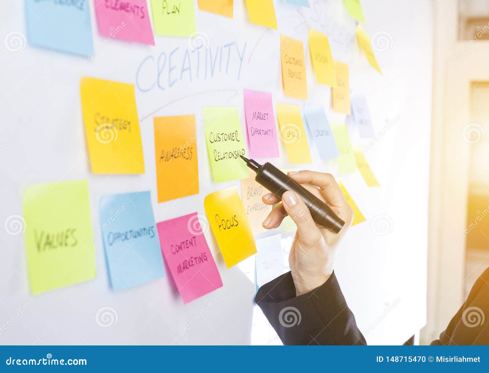 Whiteboard Covered with Adhesive Note Papers Stock Photo - Image of ...