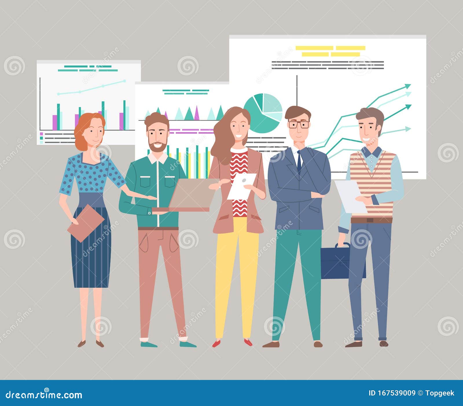 Whiteboard with Diagrams and Infographics Vector Stock Vector ...