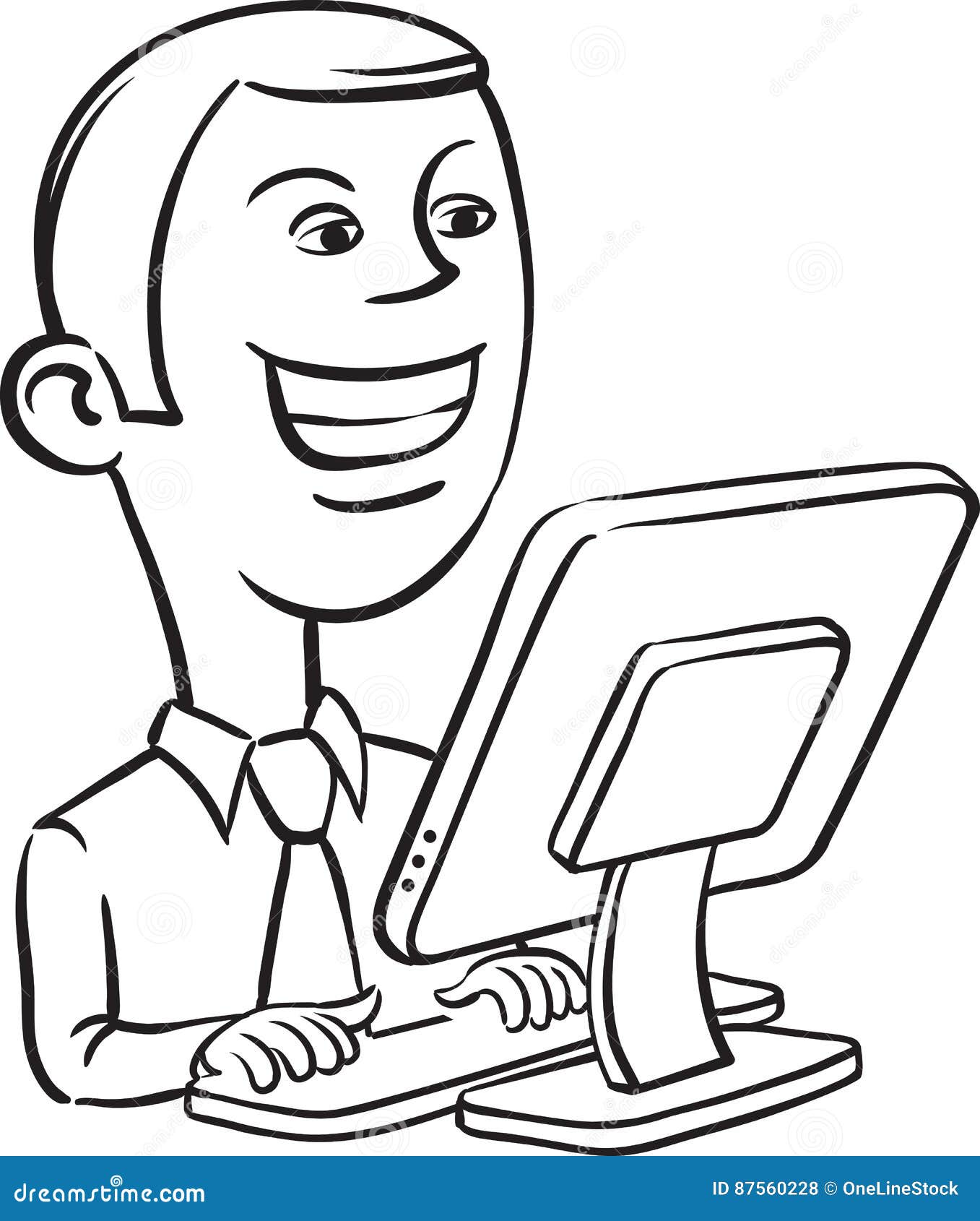 Whiteboard Drawing - Businessman and Desktop Computer Stock Vector ...