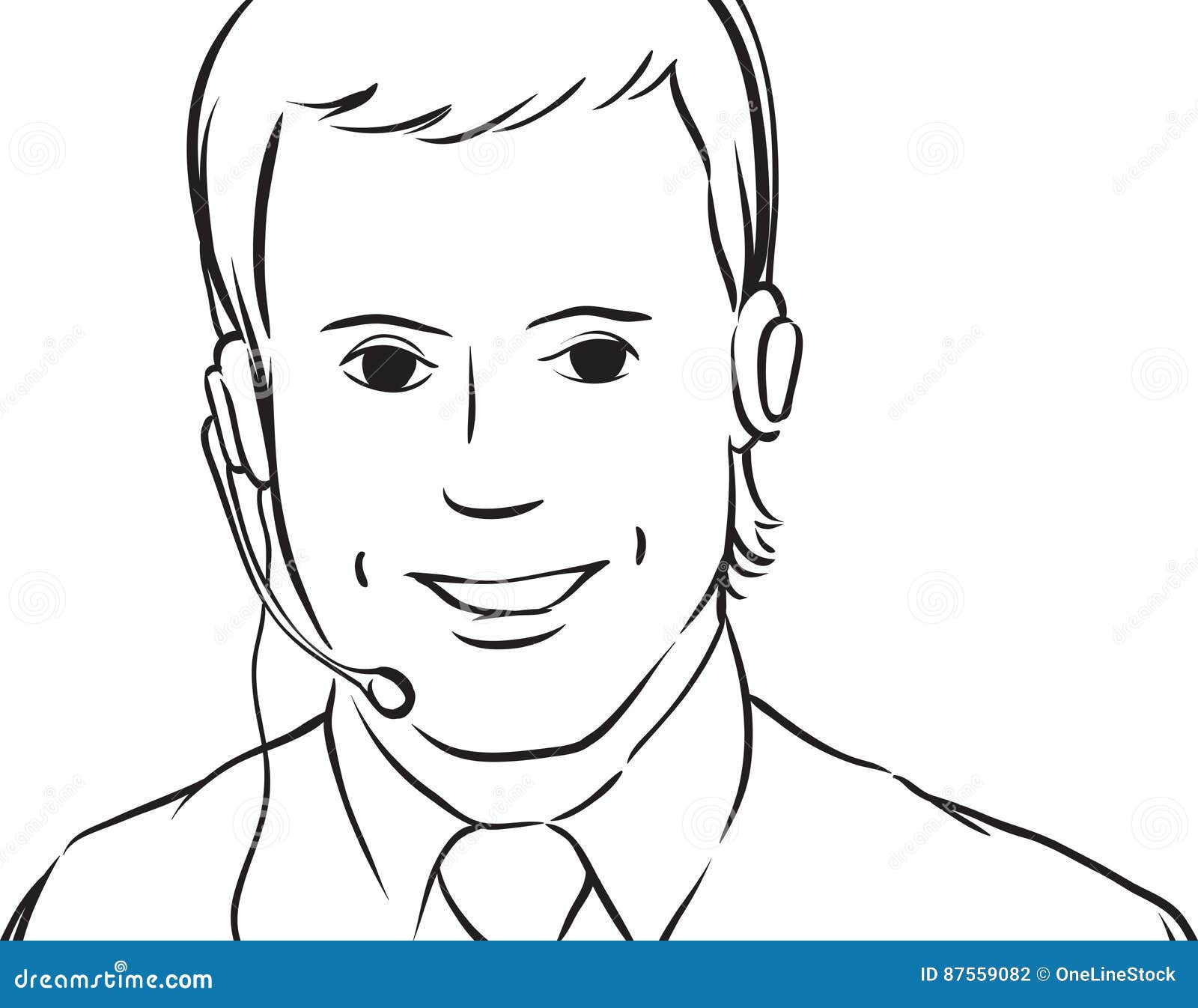 Whiteboard Drawing - Customer Support Man with Headset Stock Vector ...