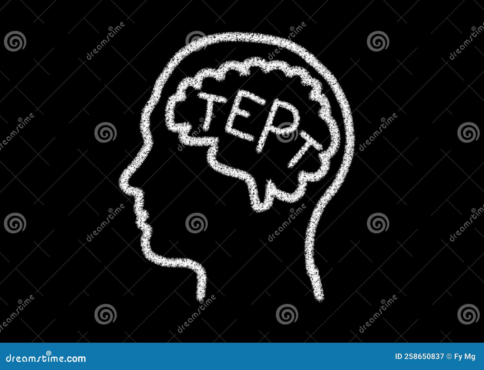 Whiteboard Drawing of a Head with TEPT on the Brain. TEPT is the ...