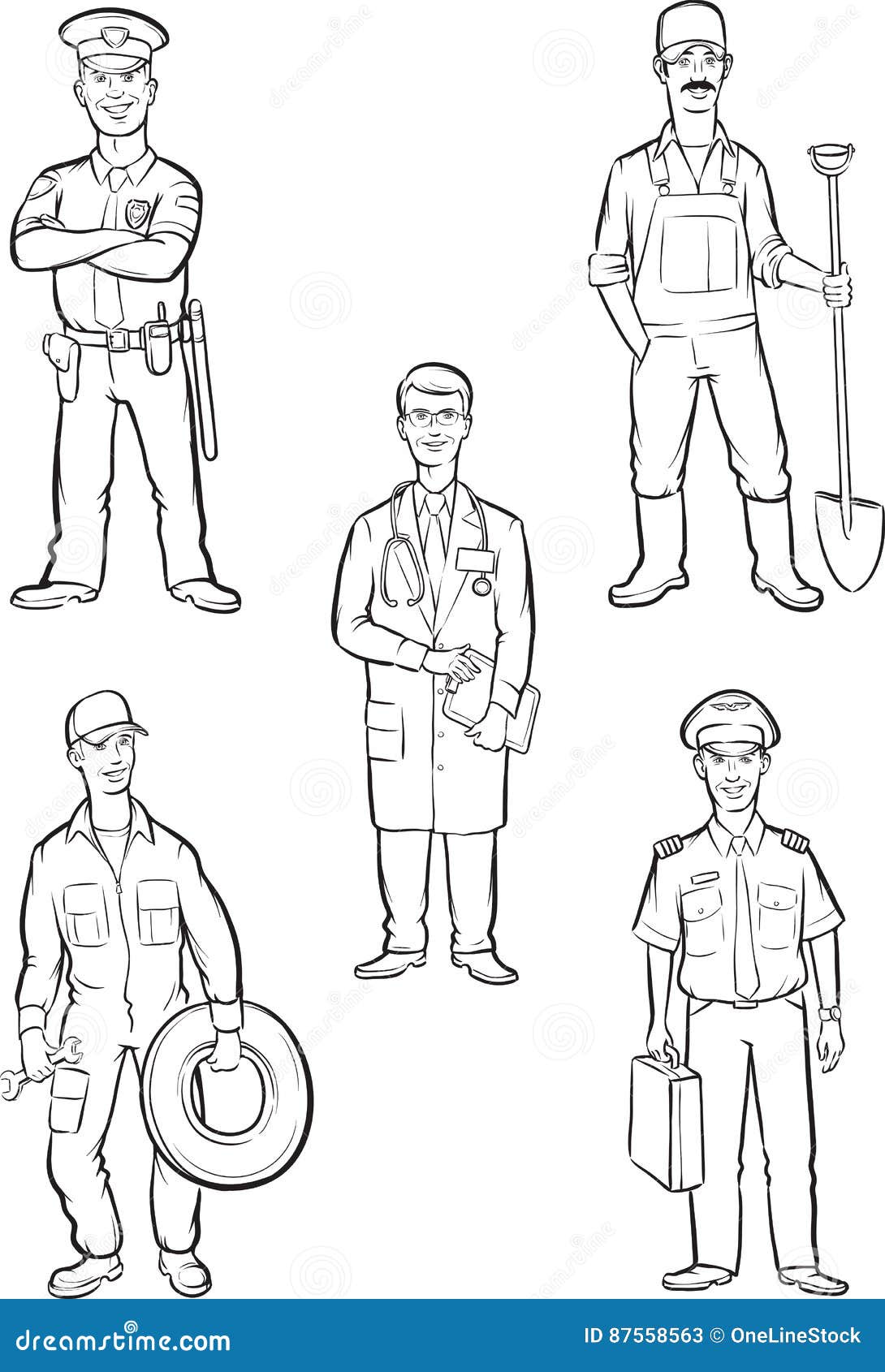 Whiteboard Drawing - Standing Men of Various Occupations Stock Vector ...