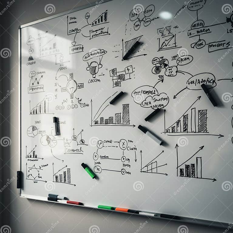 Whiteboard Filled with Various Black Marker Diagrams, Charts, and ...