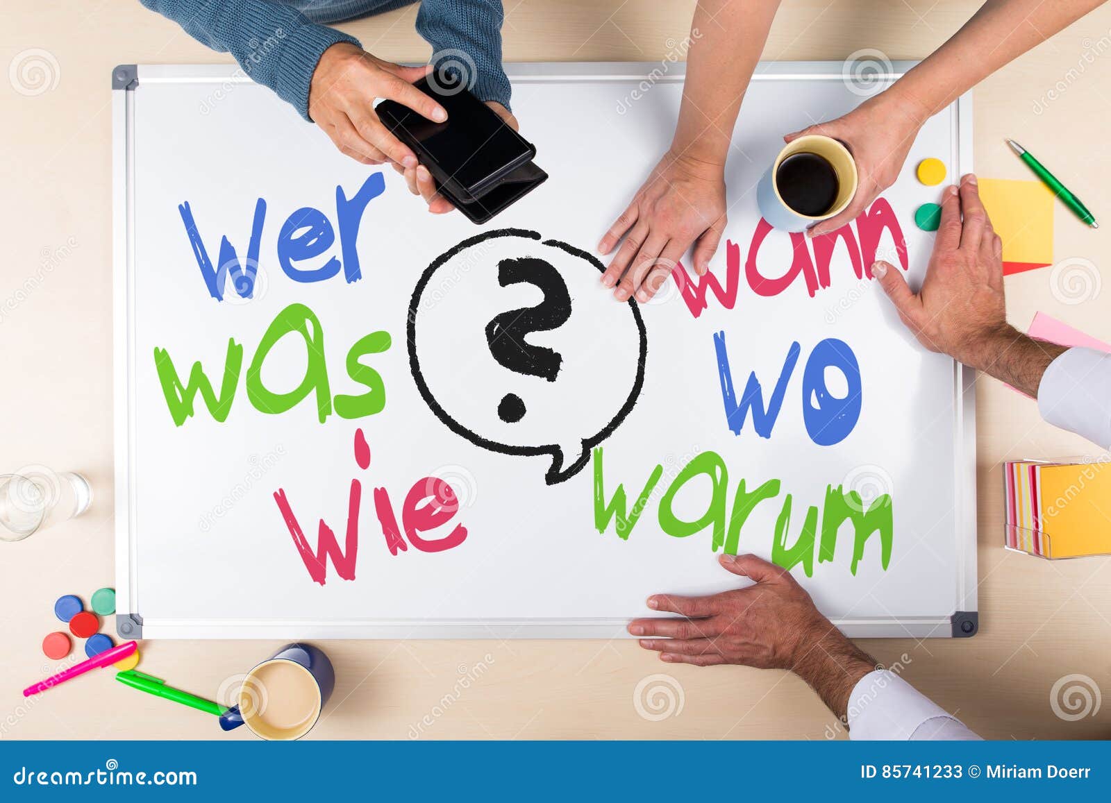Whiteboard with German Words Stock Image - Image of discussing, hand ...