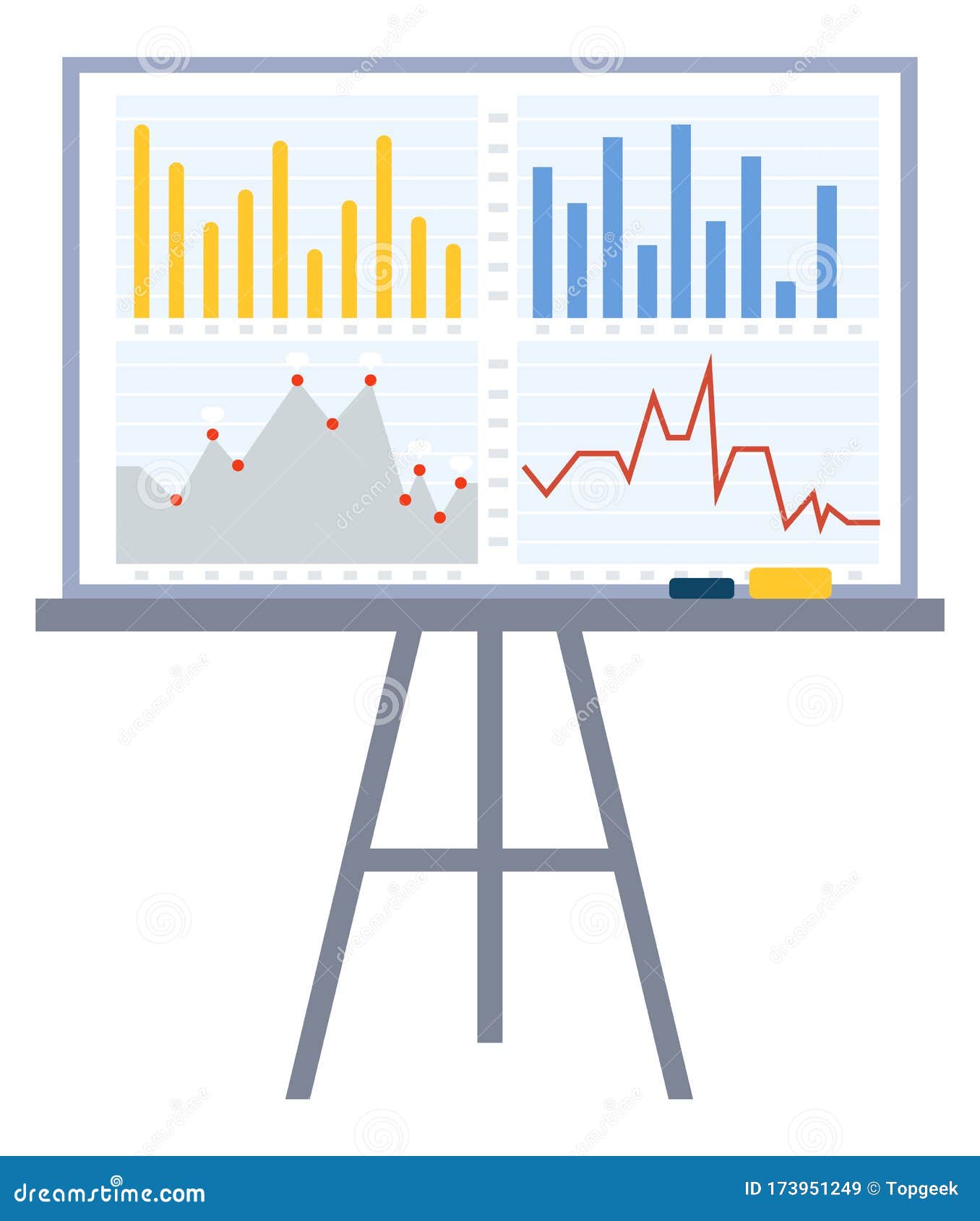 Whiteboard with Infocharts and Visualize Data Stock Vector ...