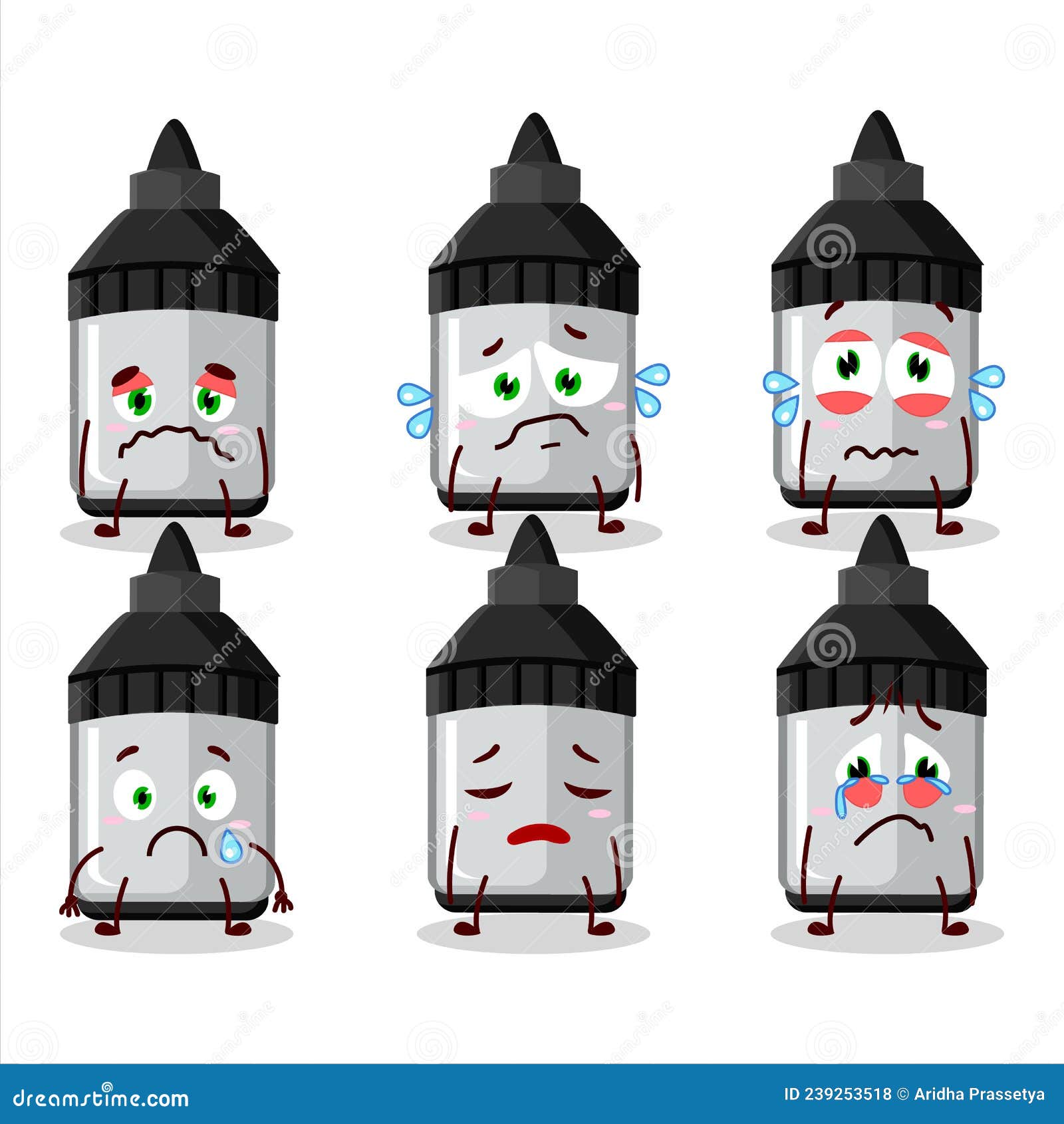 Whiteboard Marker Cartoon Character with Sad Expression Stock Vector ...