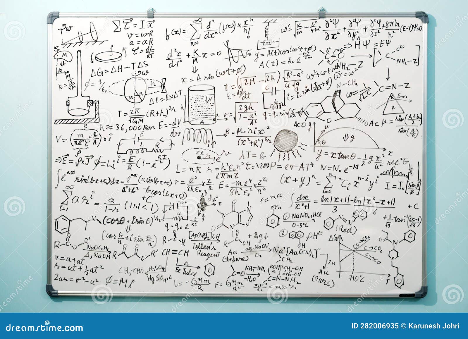 Whiteboard with Mathematical Equations and Formulas Stock Illustration ...