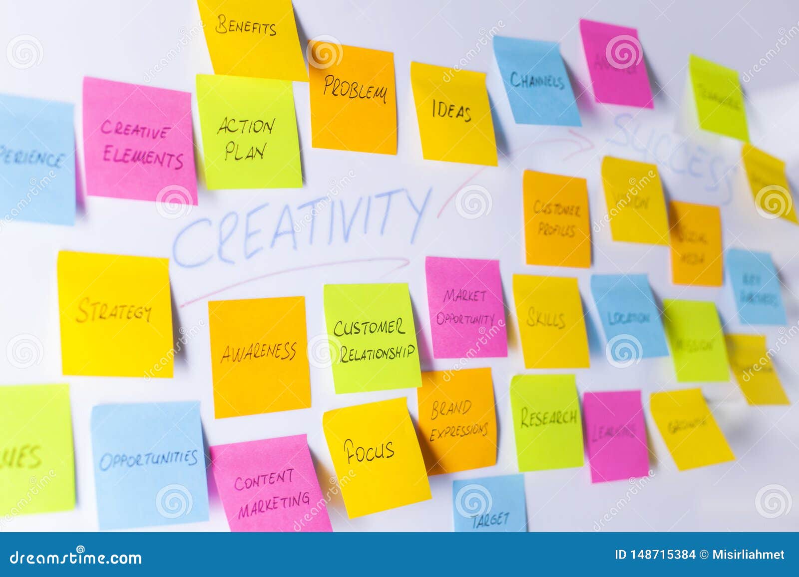 Whiteboard Covered with Adhesive Note Papers Stock Photo - Image of ...