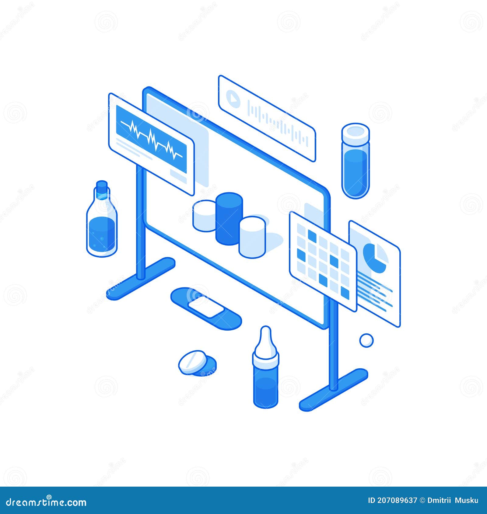 Whiteboard with Various Scientific Data and Graphs Stock Illustration - Illustration of vector ...