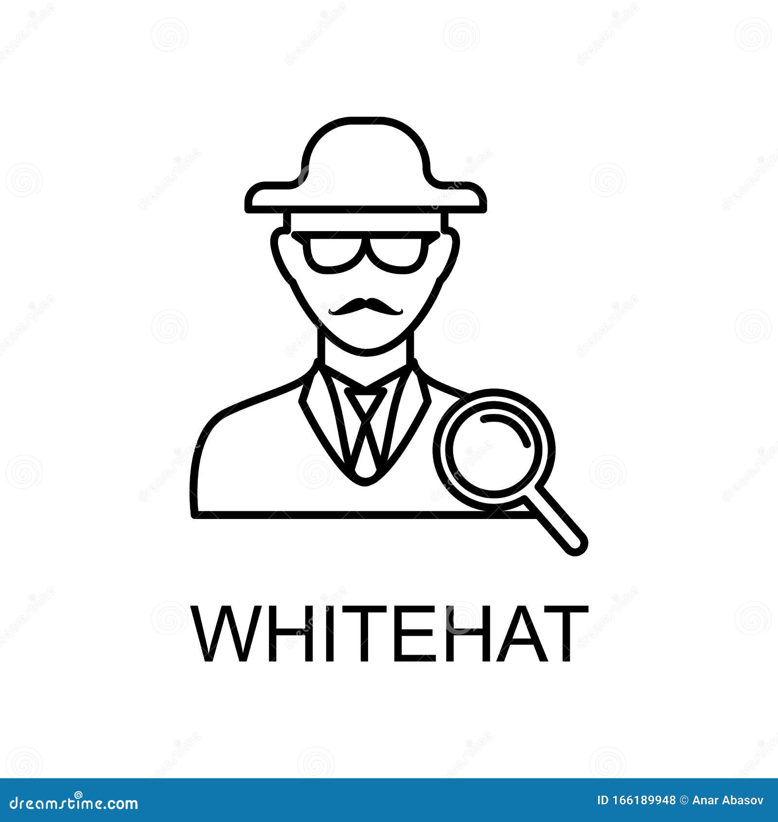 Whitehat Outline Icon. Element of Data Protection Icon with Name for ...