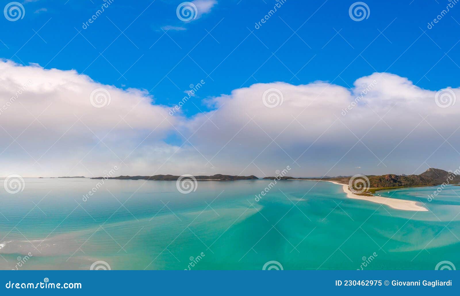 Whitehaven Beach, Queensland. Sunset Panoramic Aerial View from Drone ...